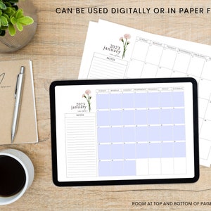 Printable Digital Monthly Calendar | Editable Monthly Calendar | 2023 ...