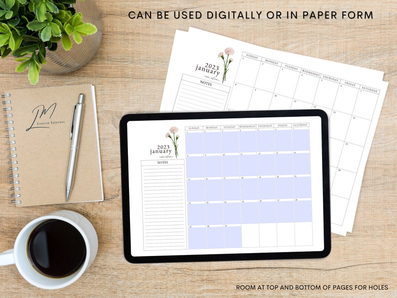 Printable Digital Monthly Calendar | Editable Monthly Calendar | 2023 ...