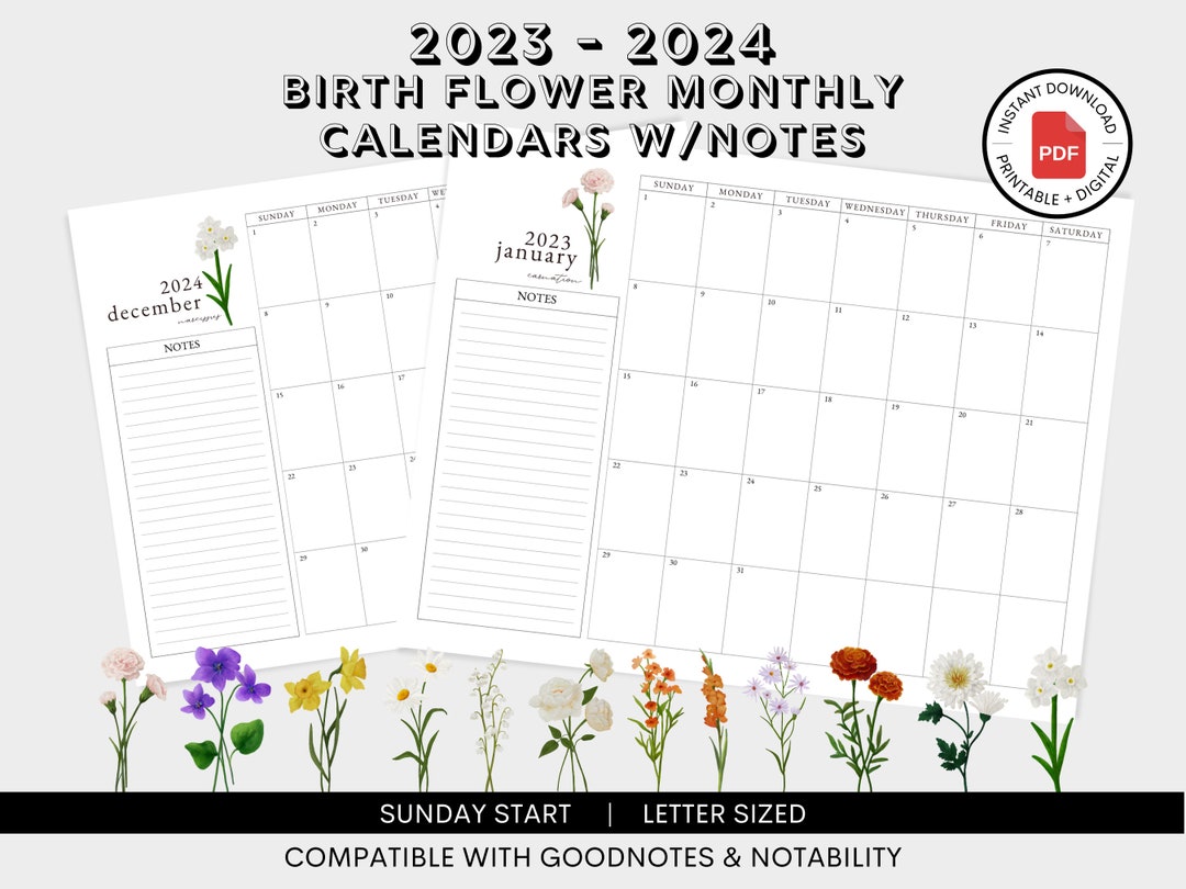 Printable Digital Monthly Calendar | Editable Monthly Calendar | 2023 ...