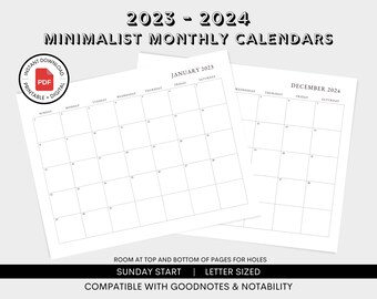 Printable Digital Monthly Calendar | Editable Monthly Calendar | 2023 ...
