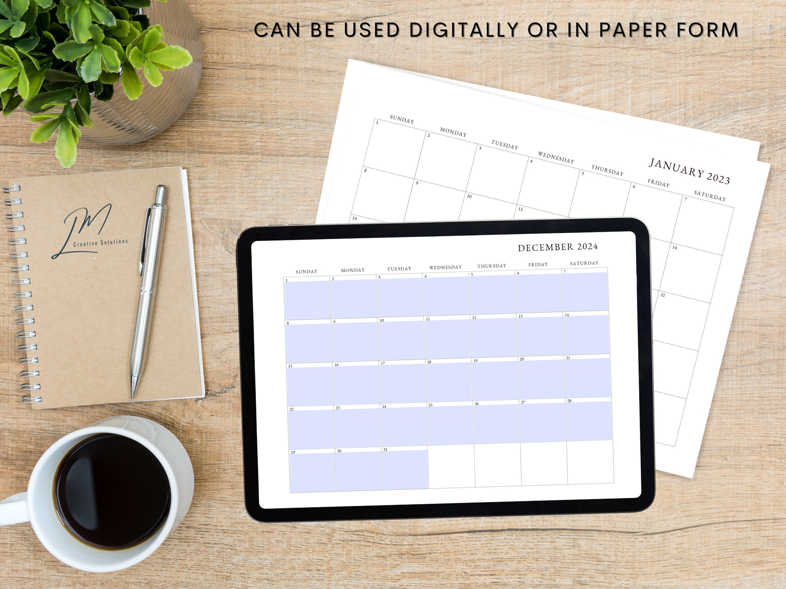 Printable Digital Monthly Calendar | Editable Monthly Calendar | 2023 ...