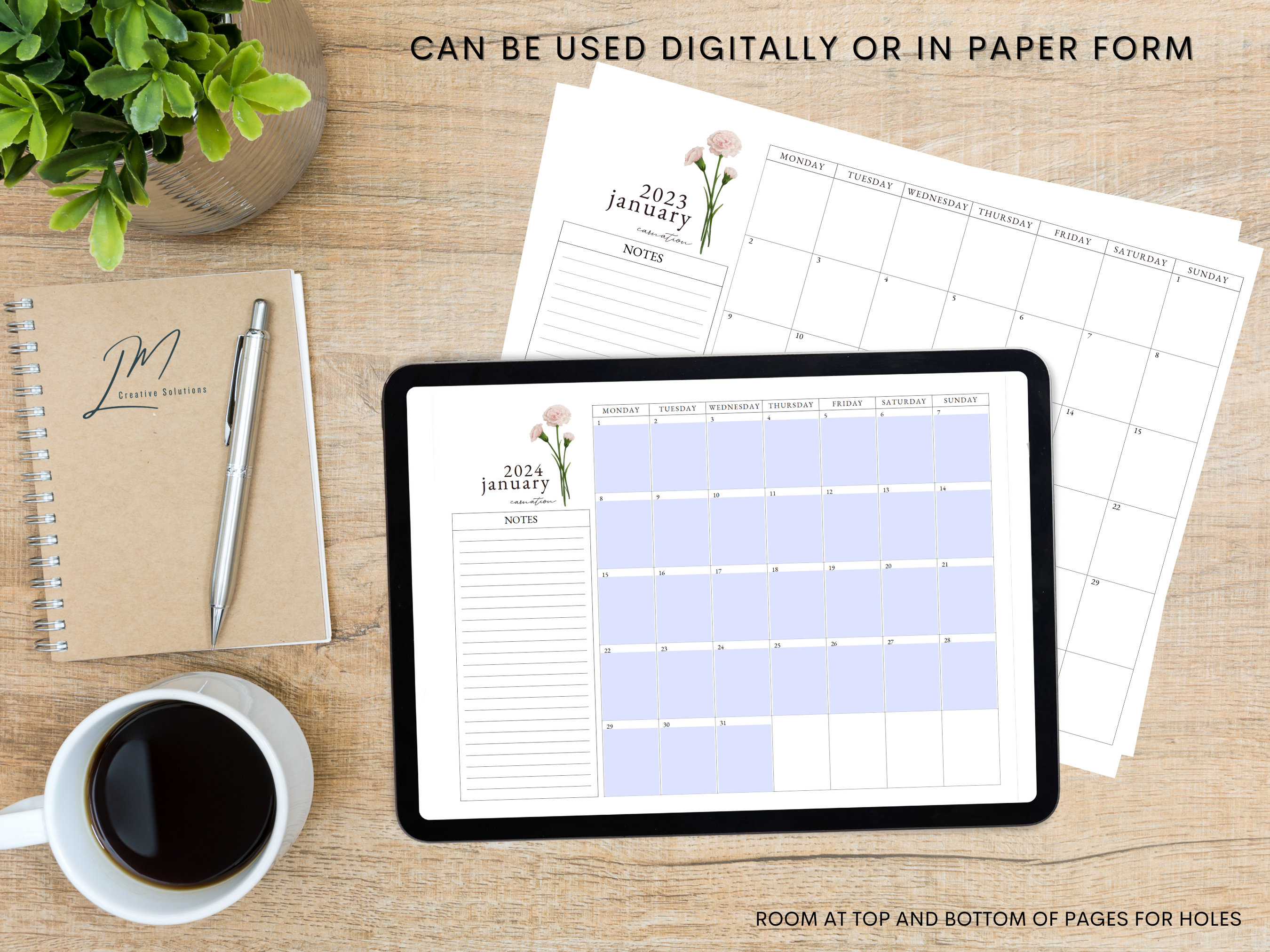 Printable Digital Monthly Calendar Editable Monthly Calendar 2023 ...