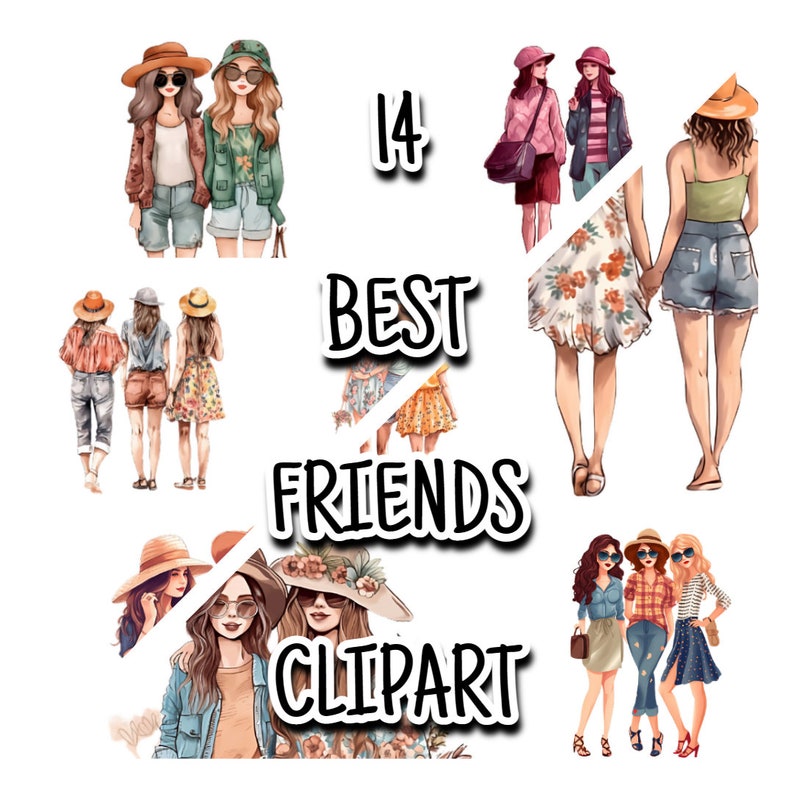 14 Best Friends Forever Clipart Bundle: Classy Soul Sisters, Friendship ...