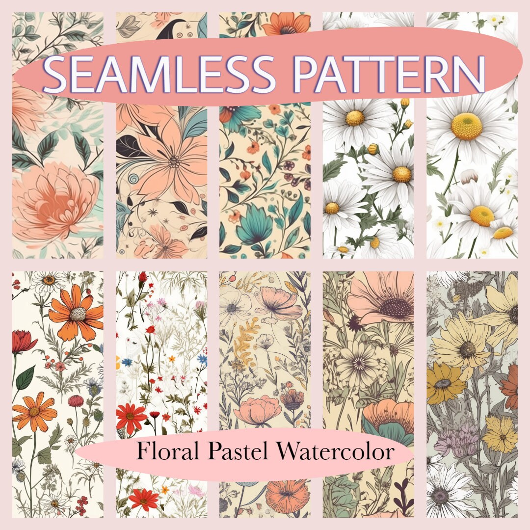 15 Watercolor Flower Pastel Floral Seamless Patterns: Charming - Etsy