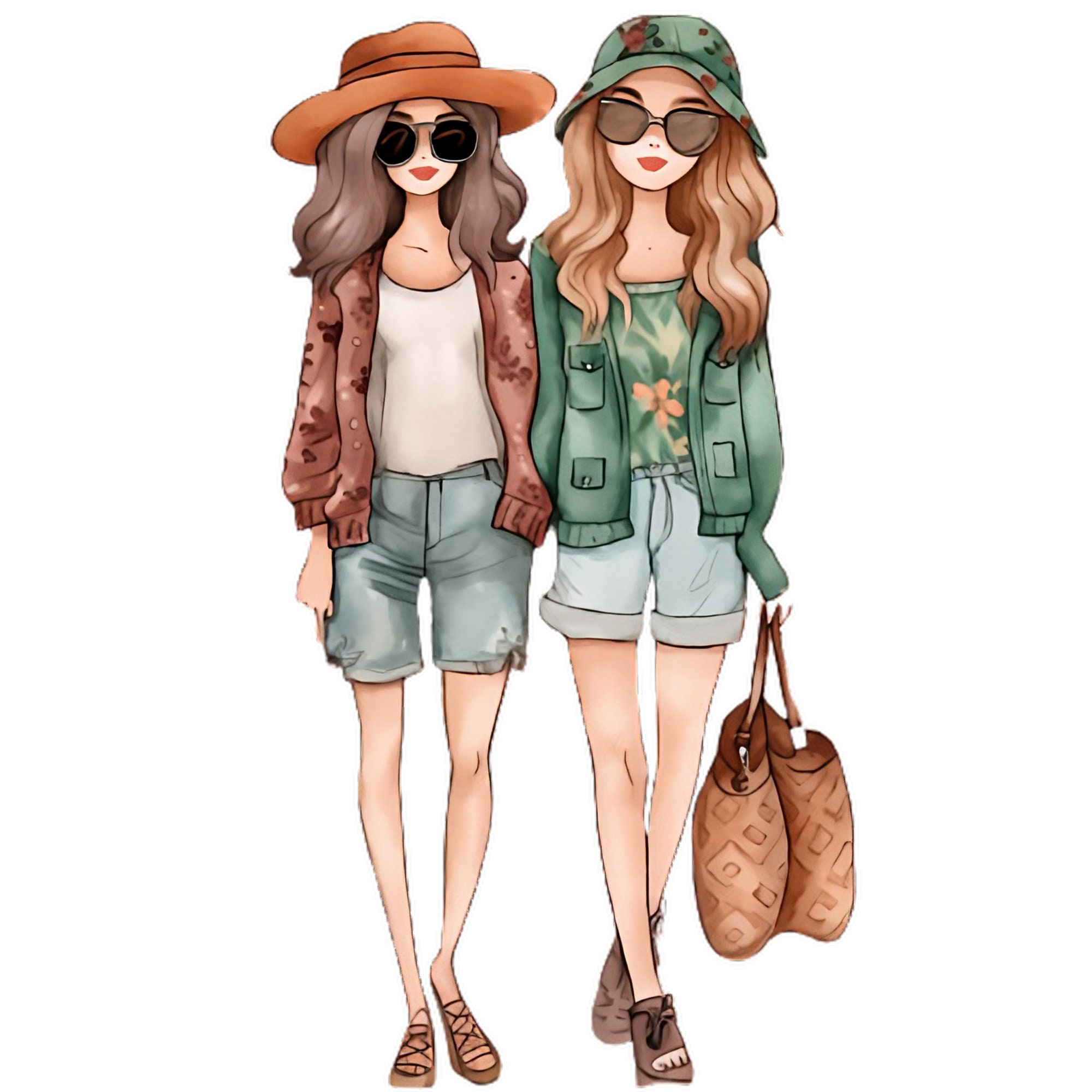 4 Best Friends Clipart Bundle: Girly Friendship, Fashion, and Classy ...