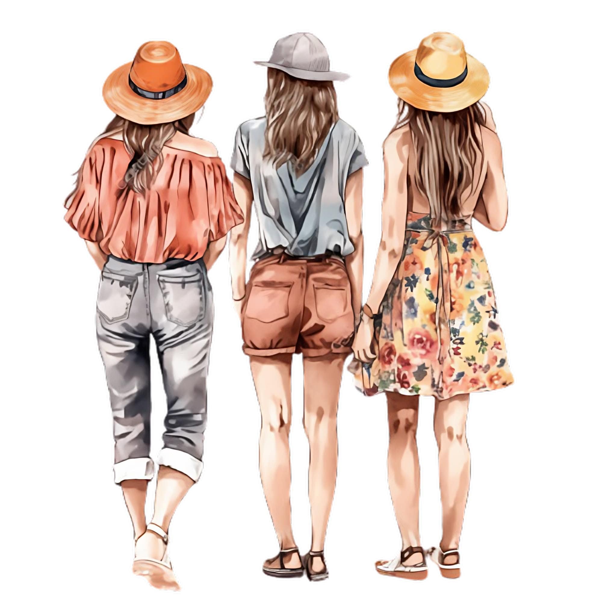 4 Best Friends Clipart Bundle: Classy Group Love, Nostalgia, and Girly ...