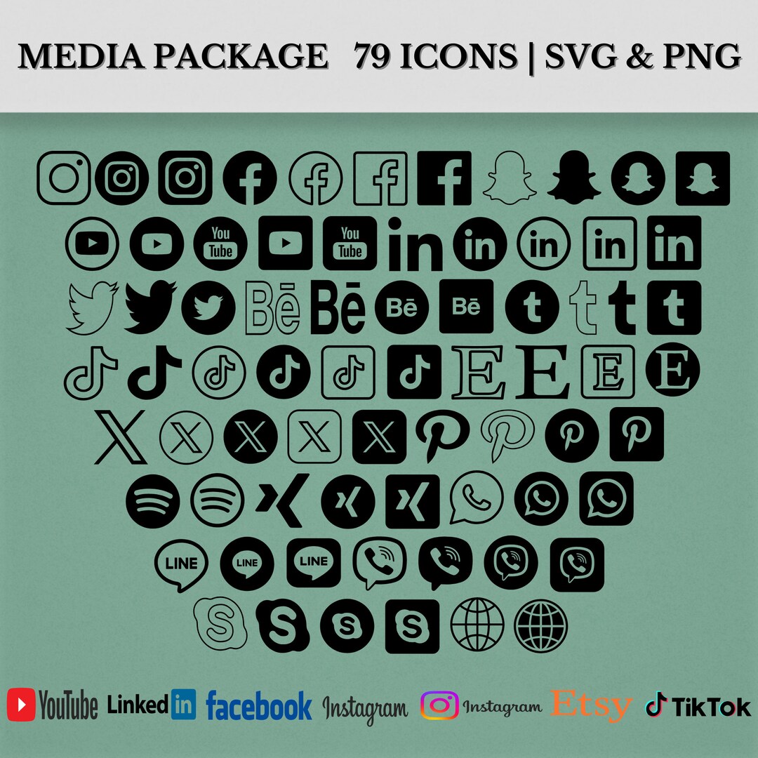 Social Media Transparent Icons SVG PNG Bundle | 79 Icon Logos ...