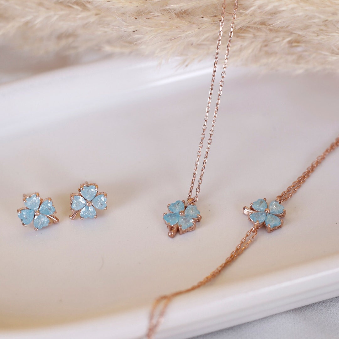 Rose Gold Clover Set,sterling Silver Handmade Women Jewelry,set of ...