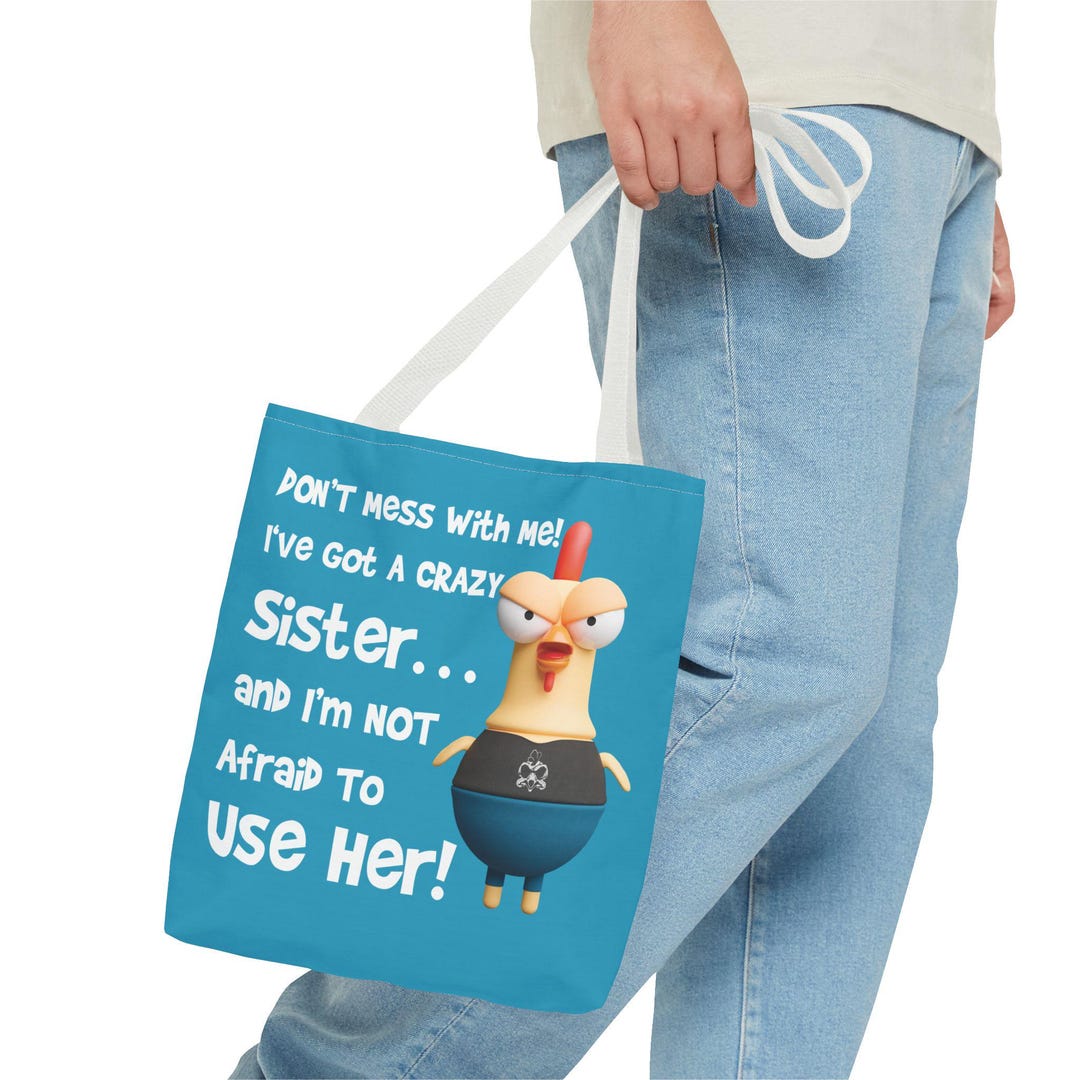 Funny Sister Angry Chicken Tote Bag, Fun Brother Grocery Shopping Bag ...