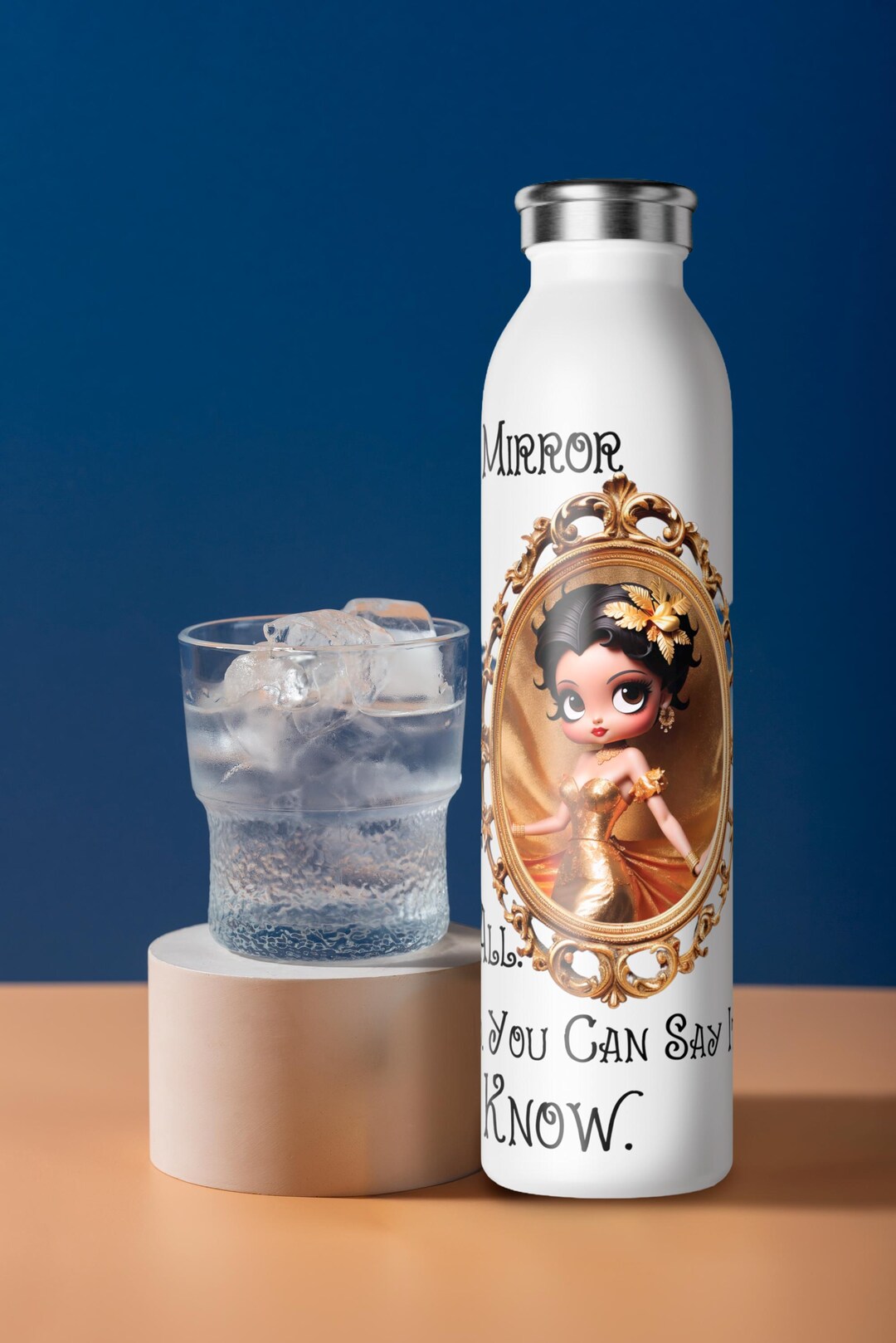Mirror & Betty Boop Inspired Diva Art Water Bottle, Fabulous Reusable ...