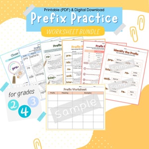 Prefix Worksheet Bundle for Elementary Practice Colorful Grammar ...