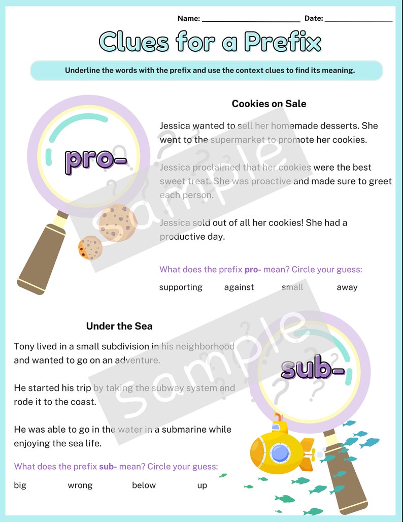 Prefix Worksheet Bundle for Elementary Practice Colorful Grammar ...