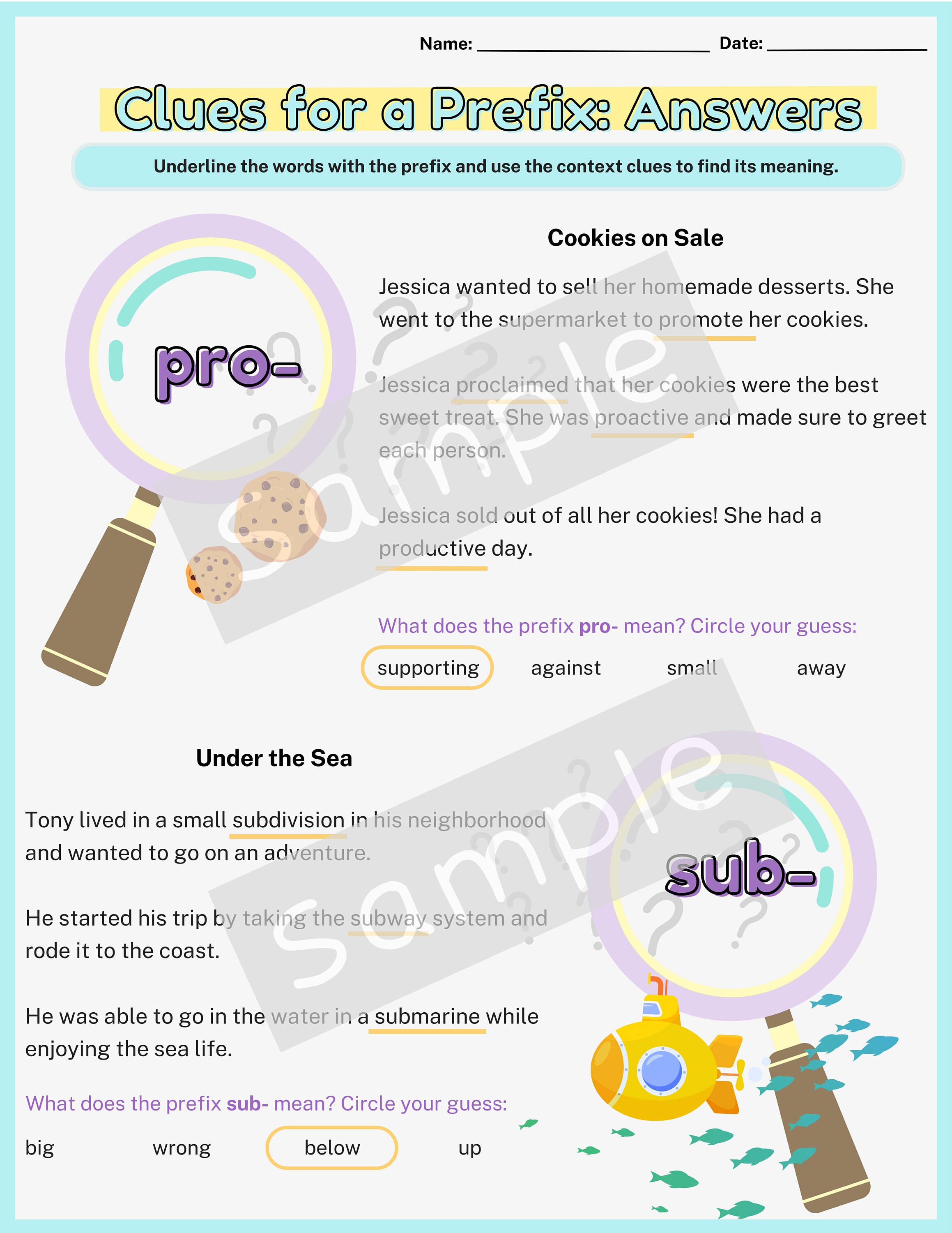 Prefix Worksheet Bundle for Elementary Practice Colorful Grammar ...