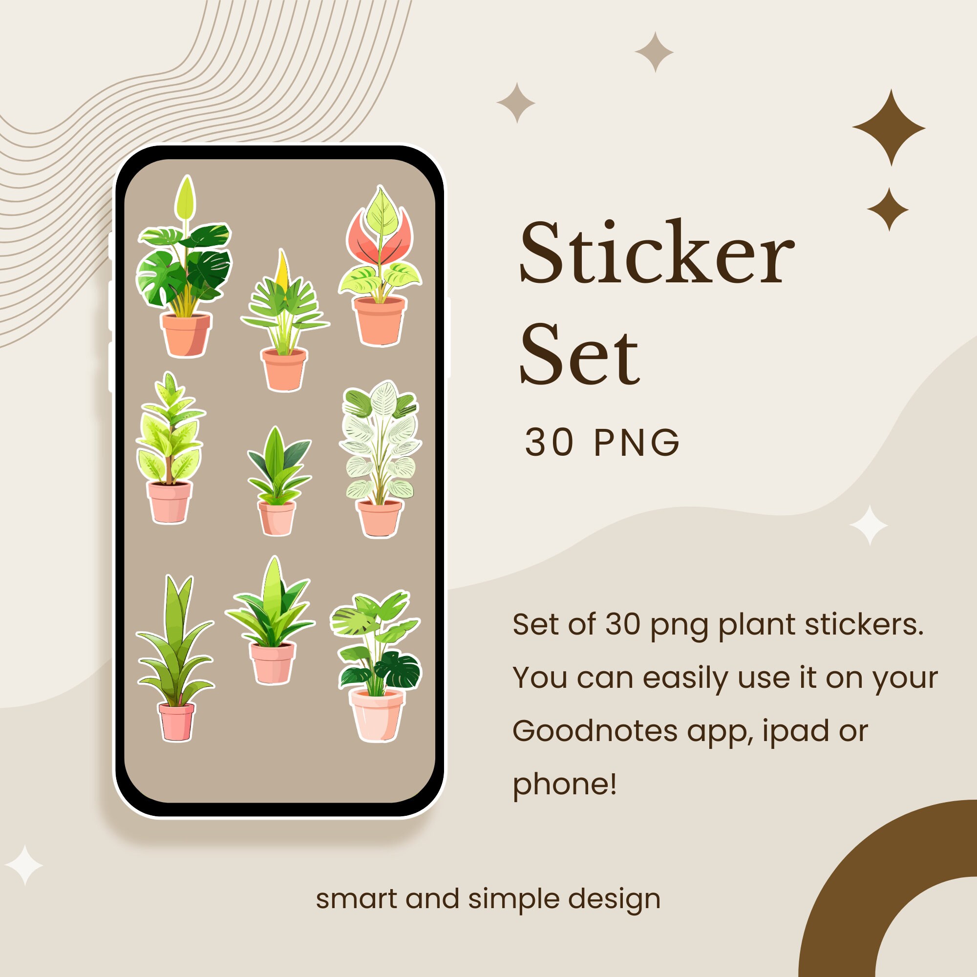 30 House Plant Digital Sticker Set, Goodnotes Planner Stickers ...