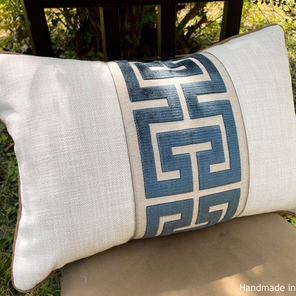 Velvet Greek Key Pillow - Etsy