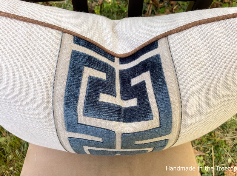 Greek Key Velvet Fretwork Pillow - Etsy