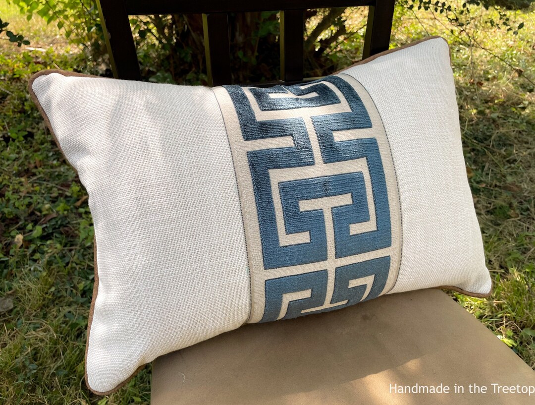 Greek Key Velvet Fretwork Pillow - Etsy