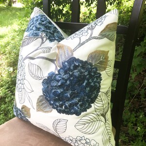 Blue Hydrangeas Embroidered Pillow Cover - Etsy