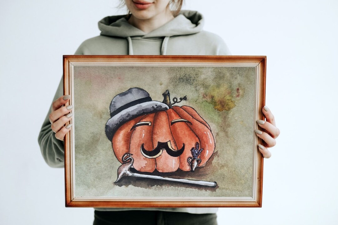 Pumpkin Detective Poirot Printable for Postcard or Canva - Etsy