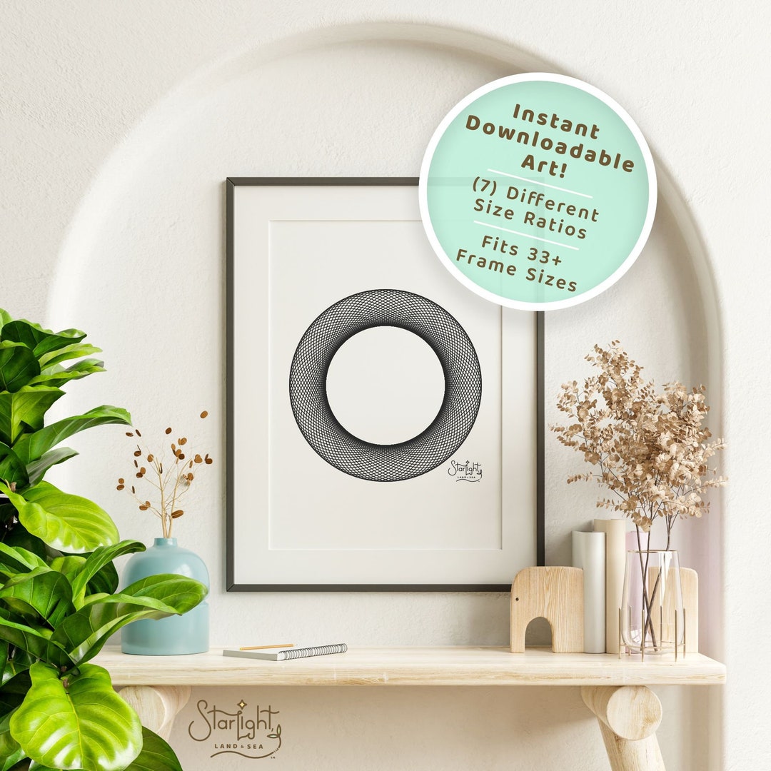 Toroid, Waves & Circles, Downloadable Art, Black White Abstract ...