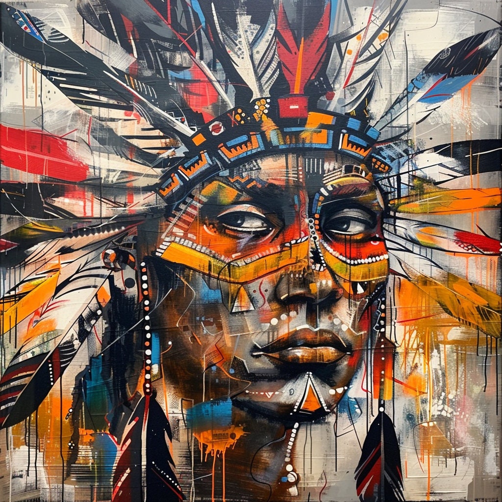 Urban Native Wall Canvas, Native American, Indian, Abstracted Native ...