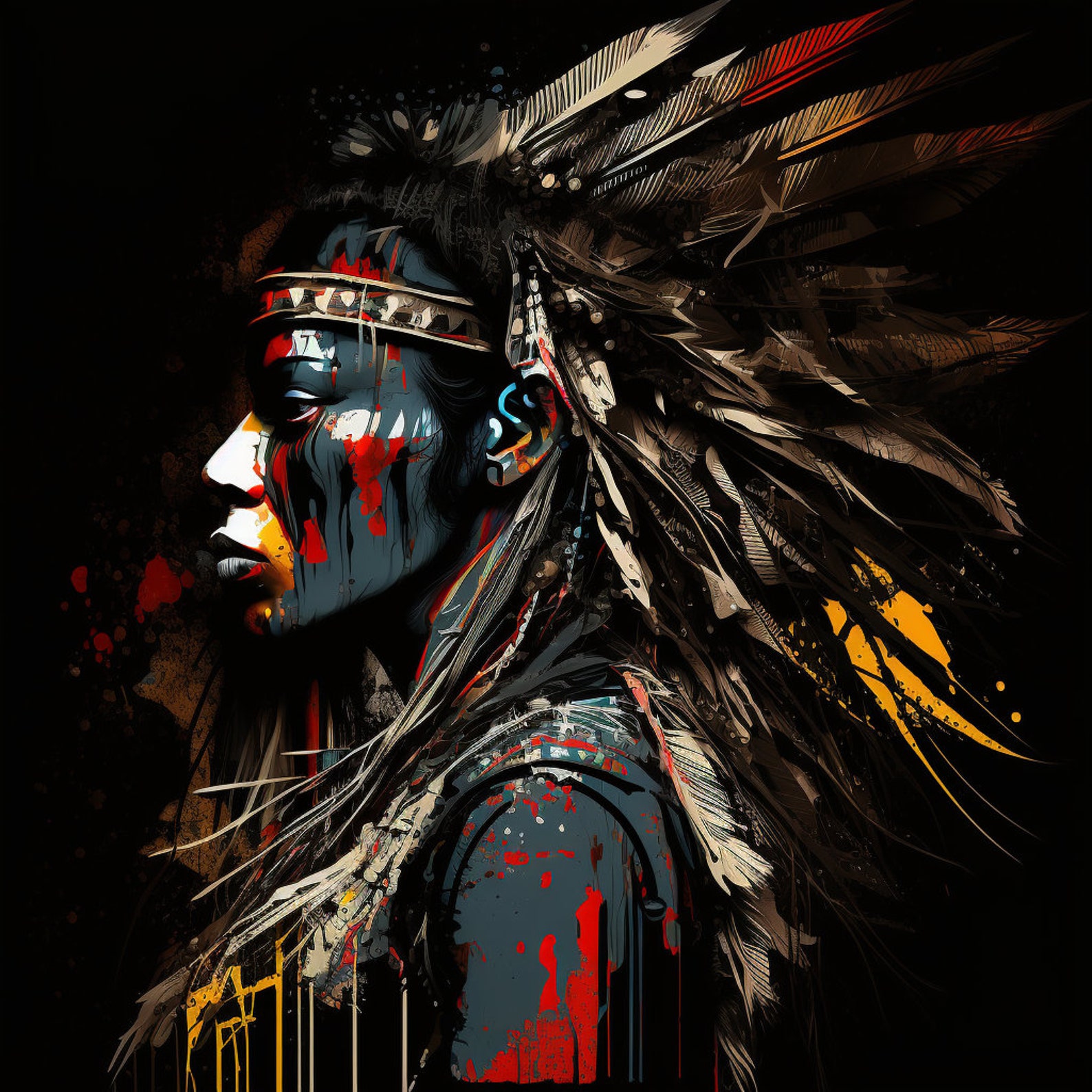 Native Wall Canvas Art, Native American, Indian, Abstracted Native Art ...