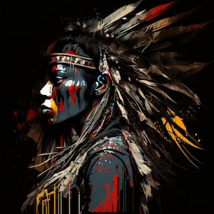 Native Wall Canvas Art, Native American, Indian, Abstracted Native Art ...