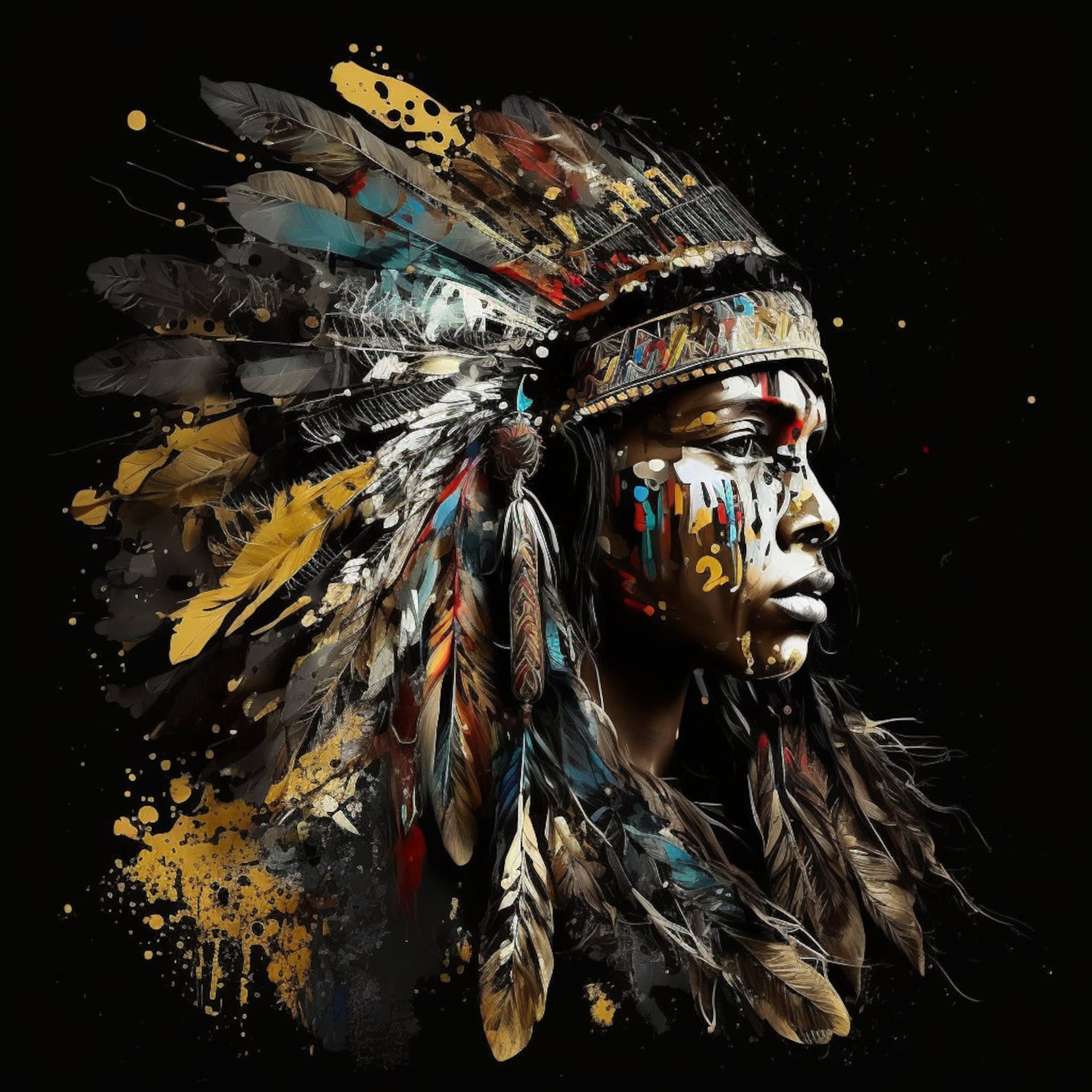 Native Wall Canvas Art, Native American, Indian, Abstracted Native Art ...