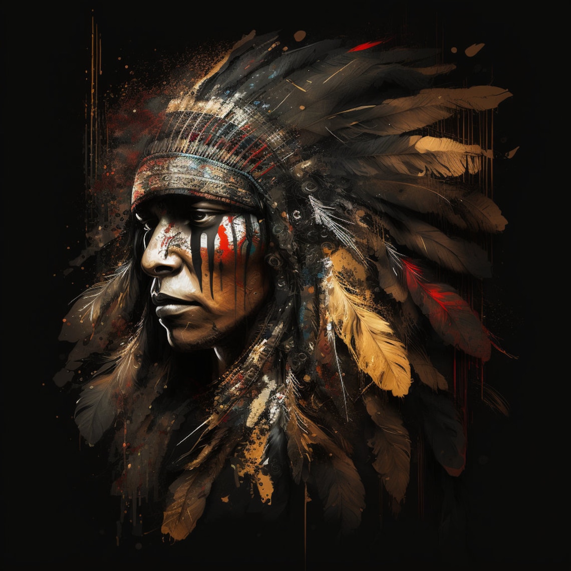 Native Wall Canvas Art, Native American, Indian, Abstracted Native Art ...