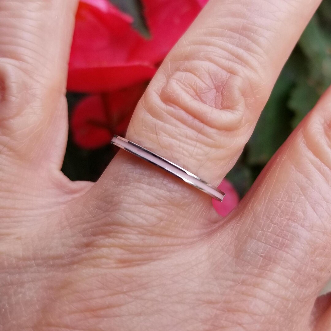 Sterling Silver Pink Enamel Stackable Ring - Tarnish Resistant - Etsy