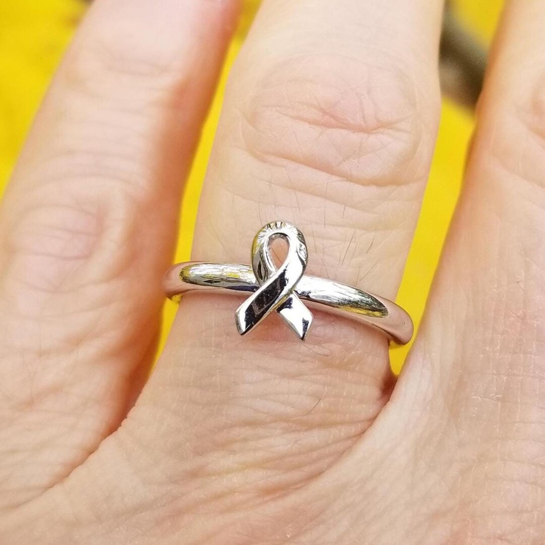 Sterling Silver Stackable Awareness Ribbon Ring, Tarnish Resistant, 2 ...