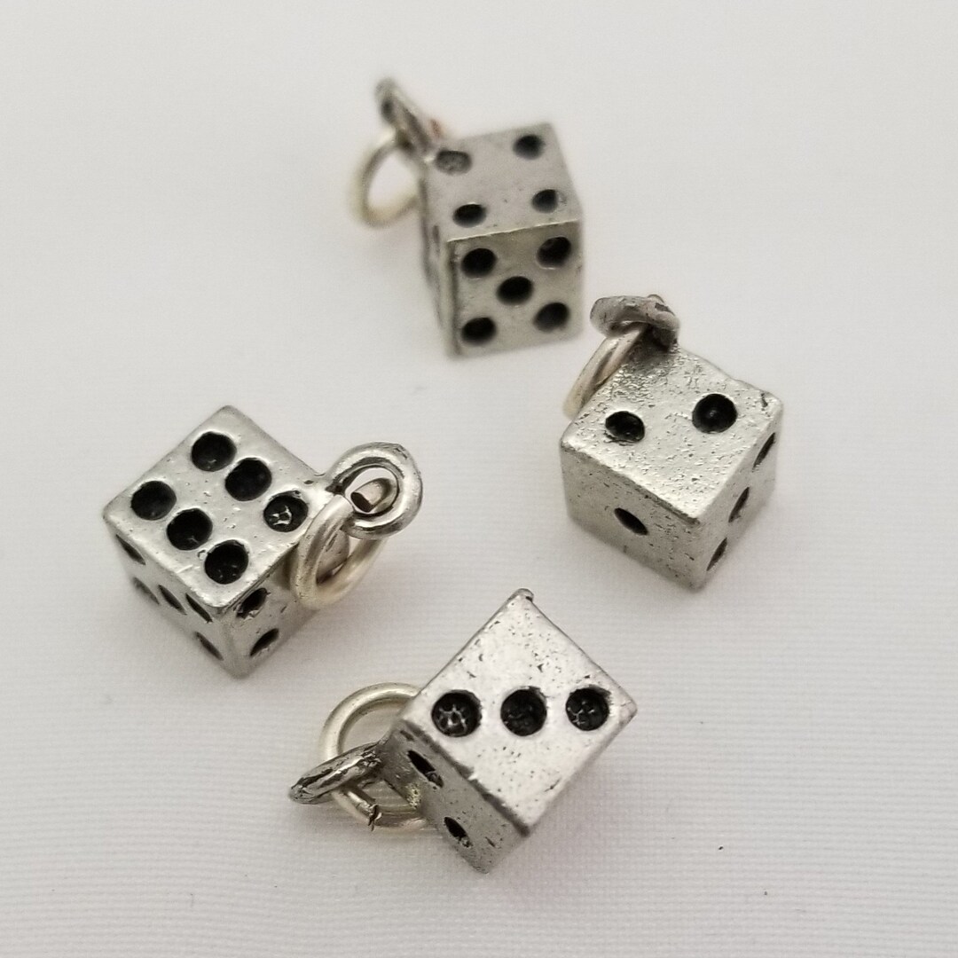 Antique Silver Dice Charms: USA Pewter, Jump Rings (4 Pack) - Etsy