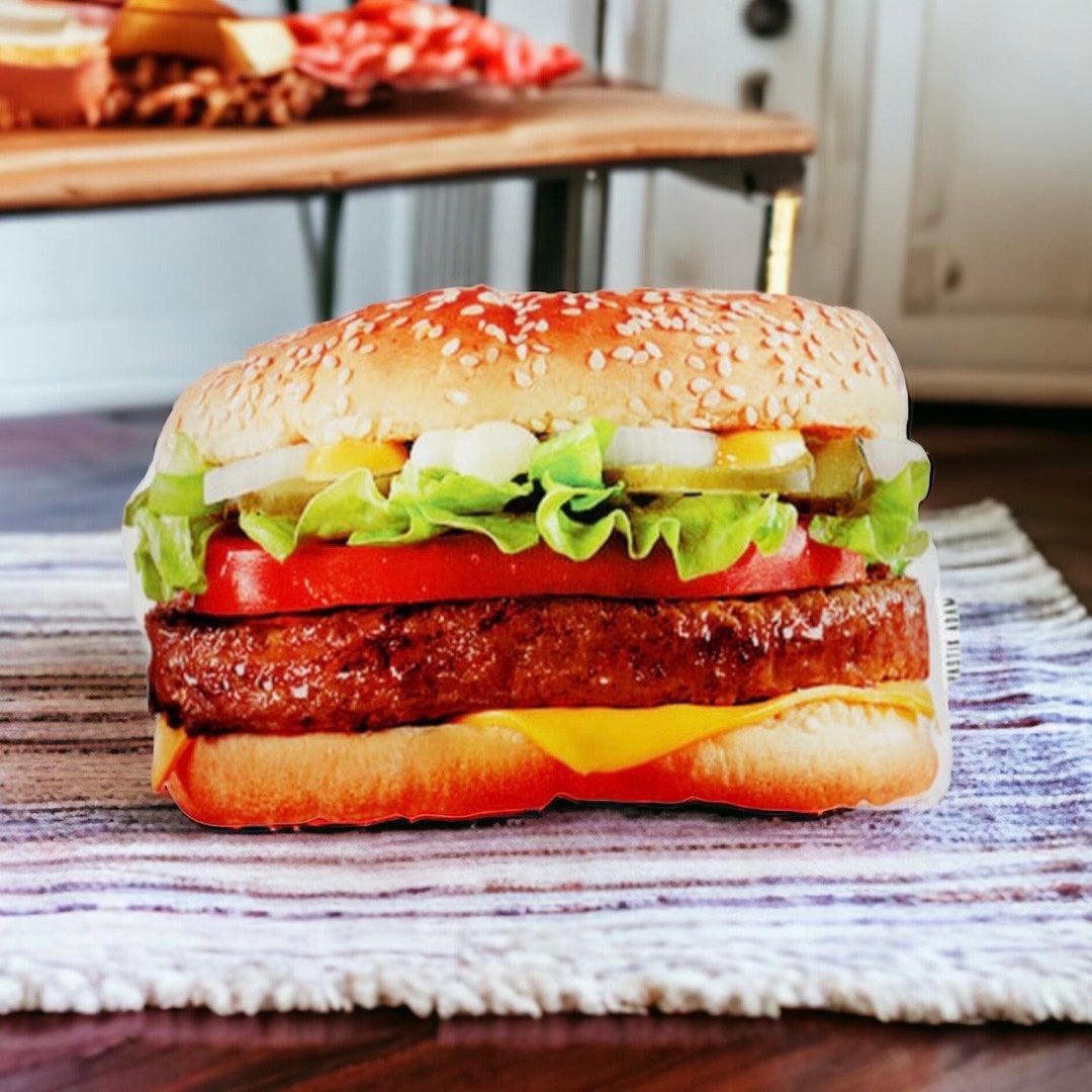 Burger Throw Pillow | Funny Food Cushion Pillow | Stuffed Food Throw ...