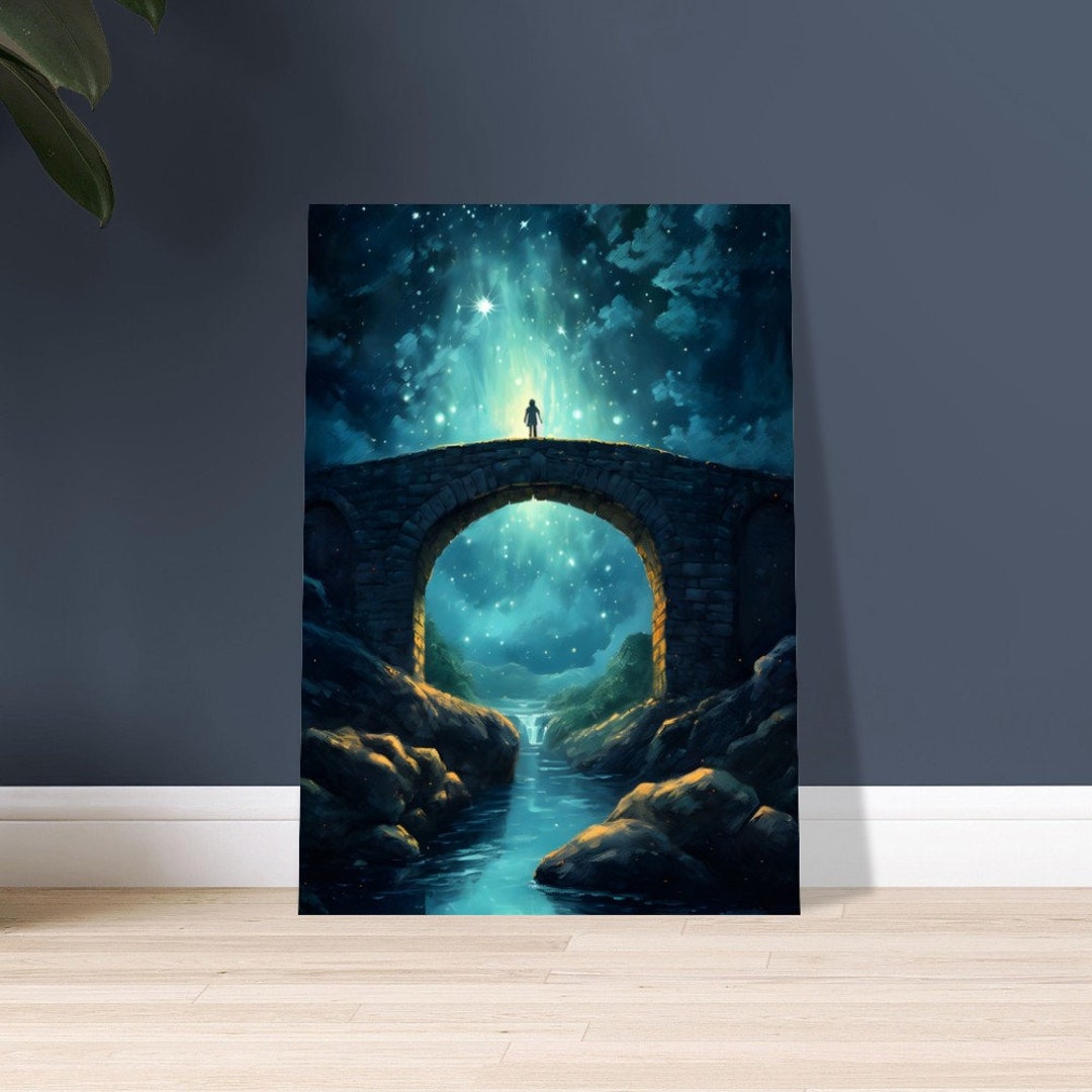 Bridge to Another Planet, Starry Night, Galaxy Art, River, Star Sky ...