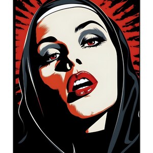 Bad Nun. Goth Nun, Gothic Art, Punk Art, Wall Art, Art Print, Premium ...