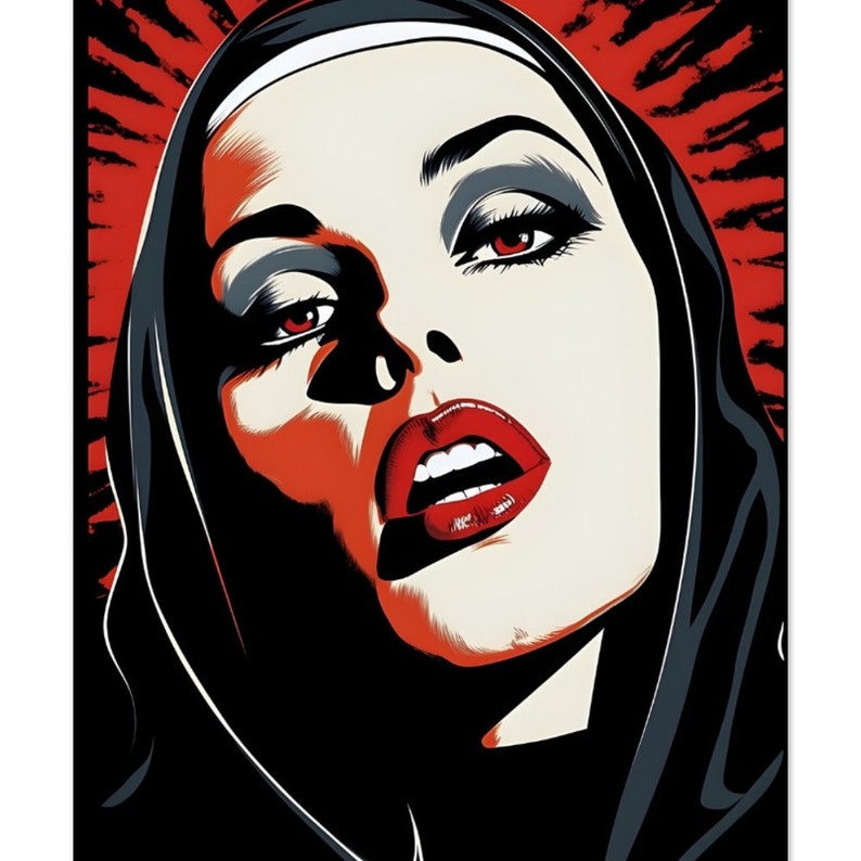 Bad Nun. Goth Nun, Gothic Art, Punk Art, Wall Art, Art Print, Premium ...