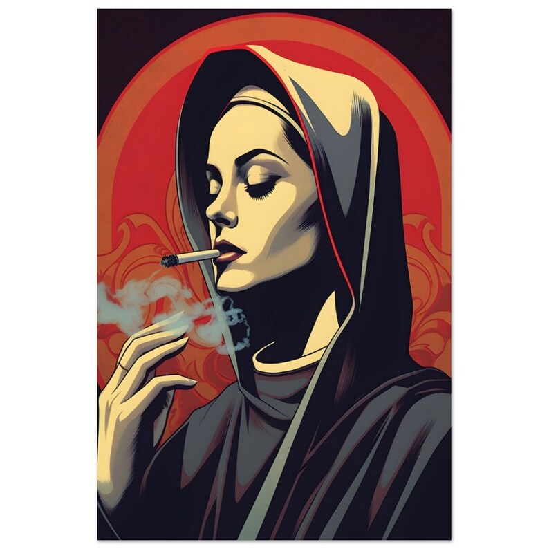 Nun Smoking a Cigarette. Sacred Art, Religious Art. Dark Art, Realism ...