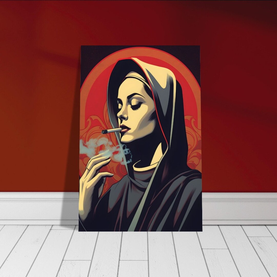 Nun Smoking a Cigarette. Sacred Art, Religious Art. Dark Art, Realism ...