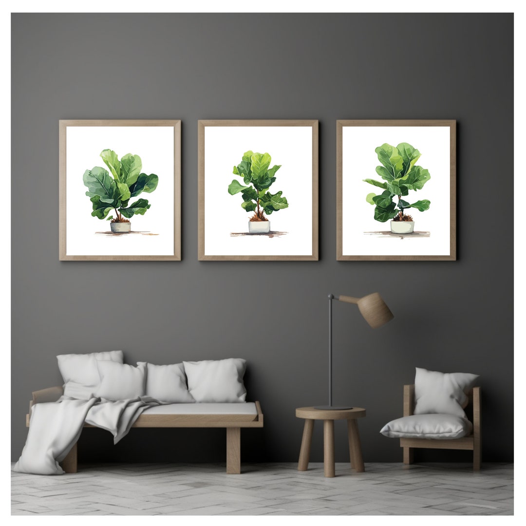 Fiddle Leaf Fig Trio, Digital Artwork, Digital Download , Instant ...