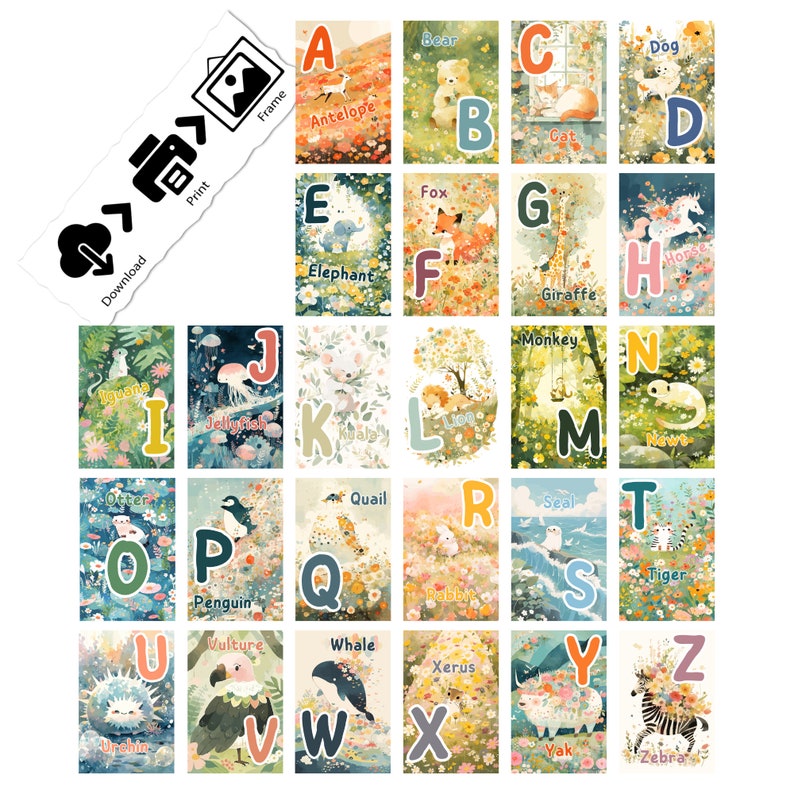 Animal Alphabet Posters Children's Room or Playroom - Etsy