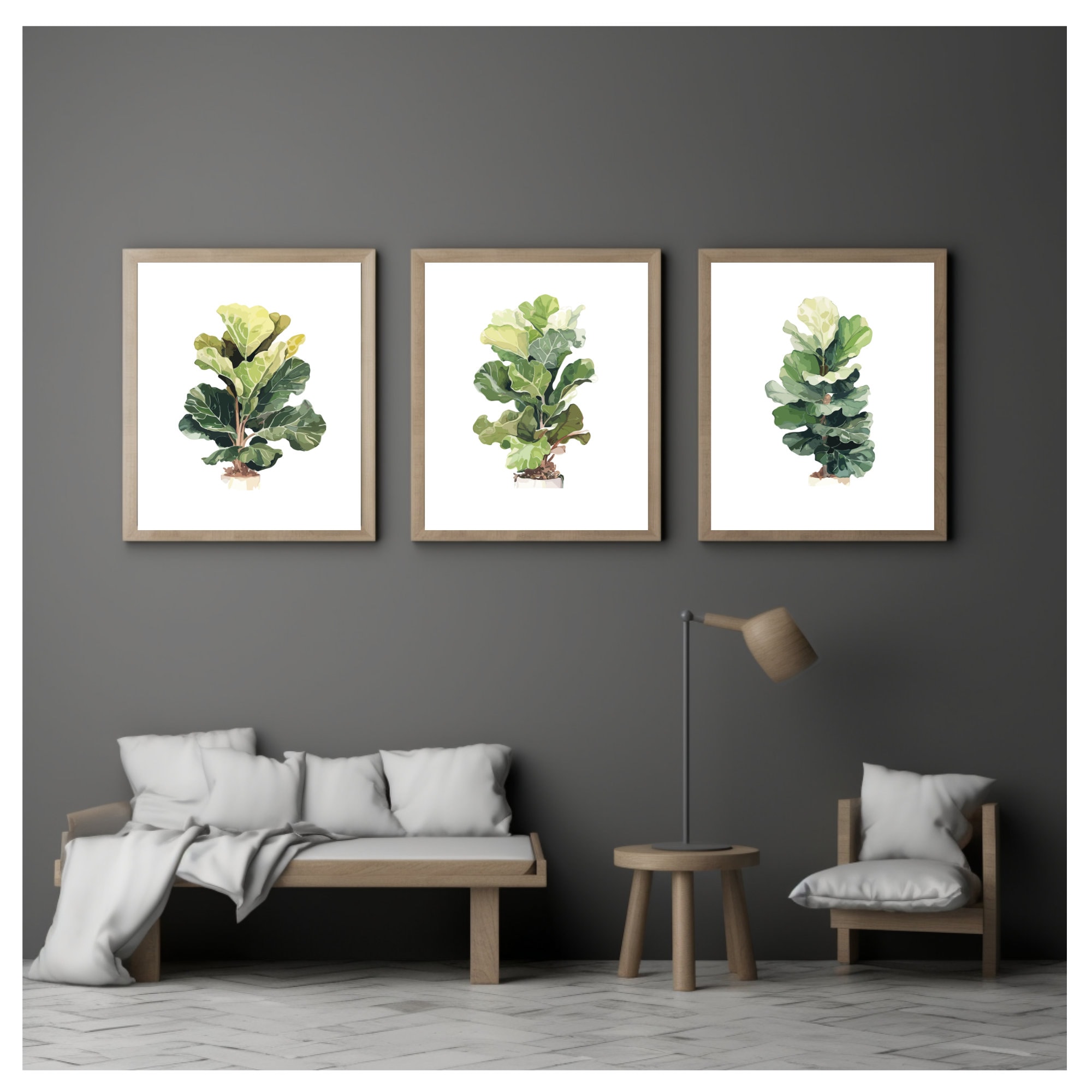 Fiddle Leaf Fig Ensemble, Digital Artwork, Digital Downloads, High ...