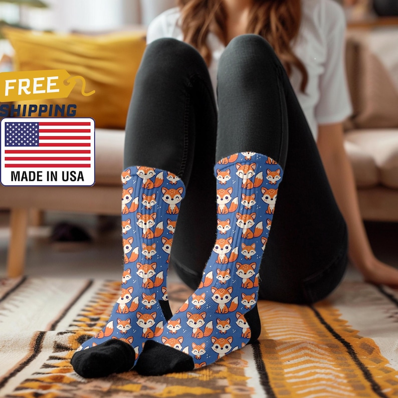 Cute Fox Socks, Cute Animal Socks, Animal Socks, Unisex Socks, Gender ...
