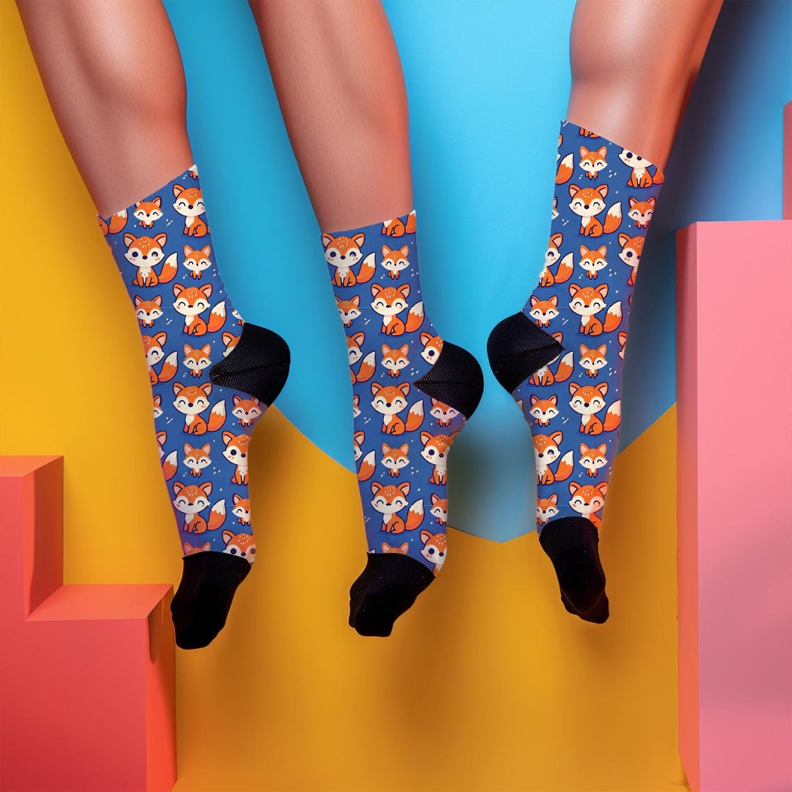 Cute Fox Socks, Cute Animal Socks, Animal Socks, Unisex Socks, Gender ...