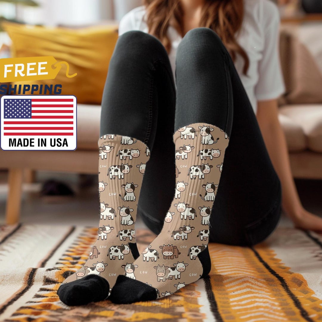 Cute Cow Socks, Cow Socks Cute Animal Socks, Animal Socks, Unisex Socks ...