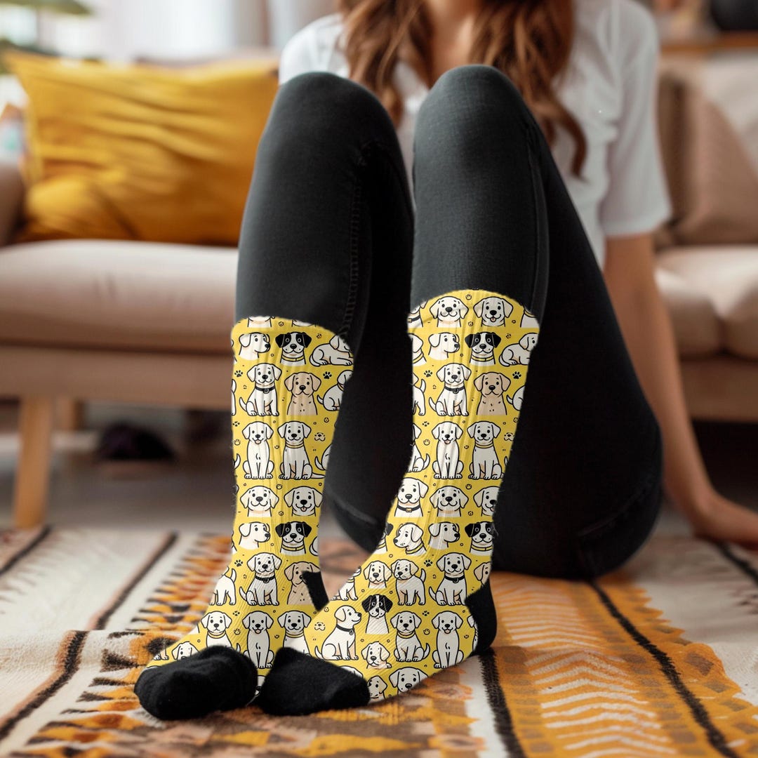 Labrador Retriever Pattern Yellow Socks - Cute and Unique Dog Print ...
