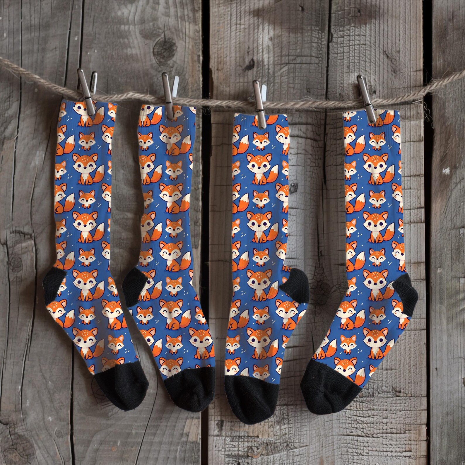 Cute Fox Socks, Cute Animal Socks, Animal Socks, Unisex Socks, Gender ...