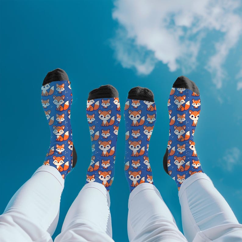 Cute Fox Socks, Cute Animal Socks, Animal Socks, Unisex Socks, Gender ...