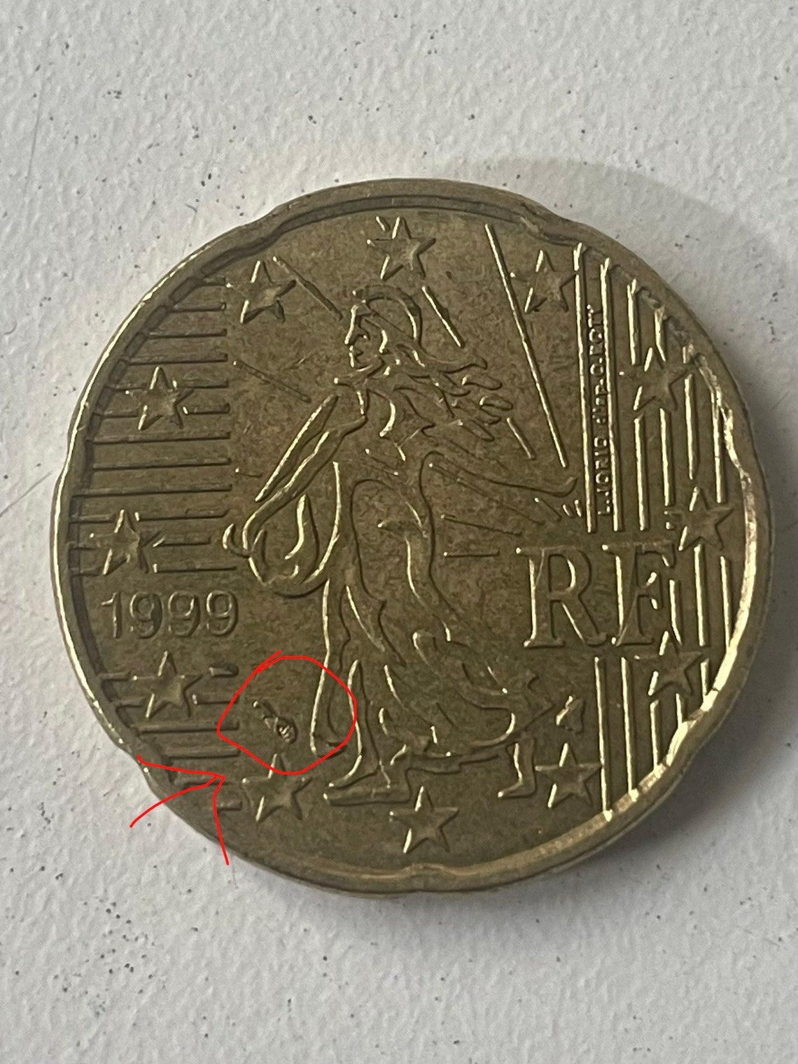 Vary Rare Coin 20 Cent RF 1999 France Error - Etsy