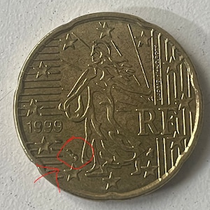 Vary Rare Coin 20 Cent RF 1999 France Error - Etsy