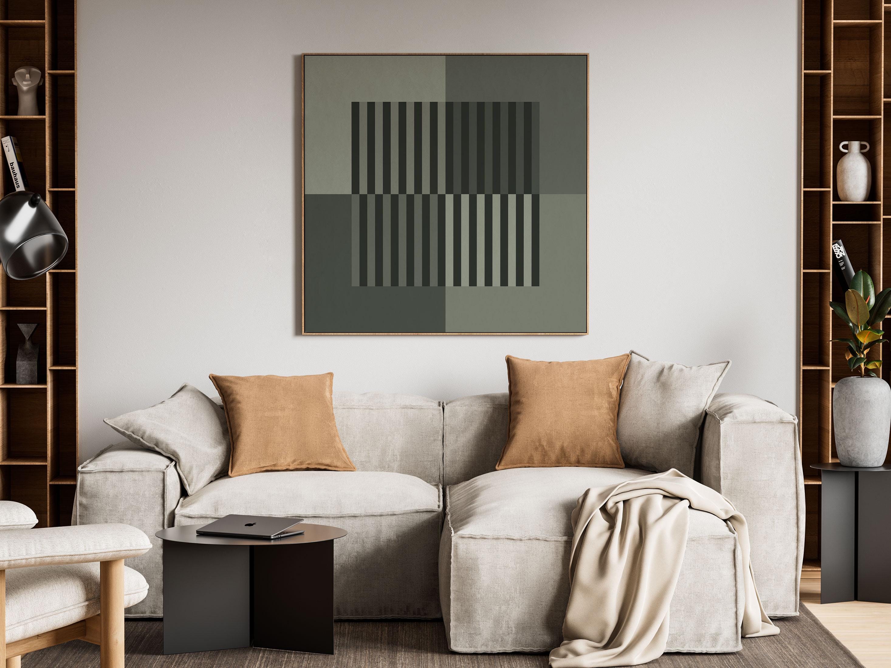 Sage Green Square Wall Art, Mid Century Modern Home Decor, Extra Large ...